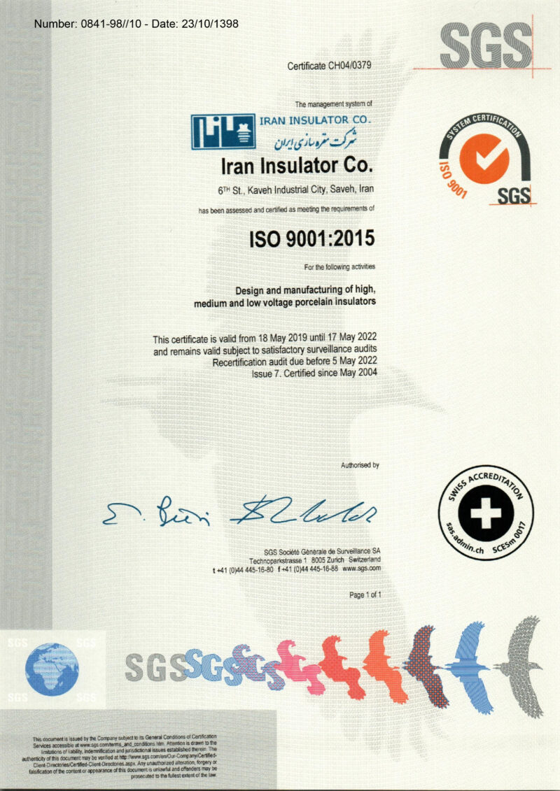 ISO 9001-2015 – Iran Insulator Co